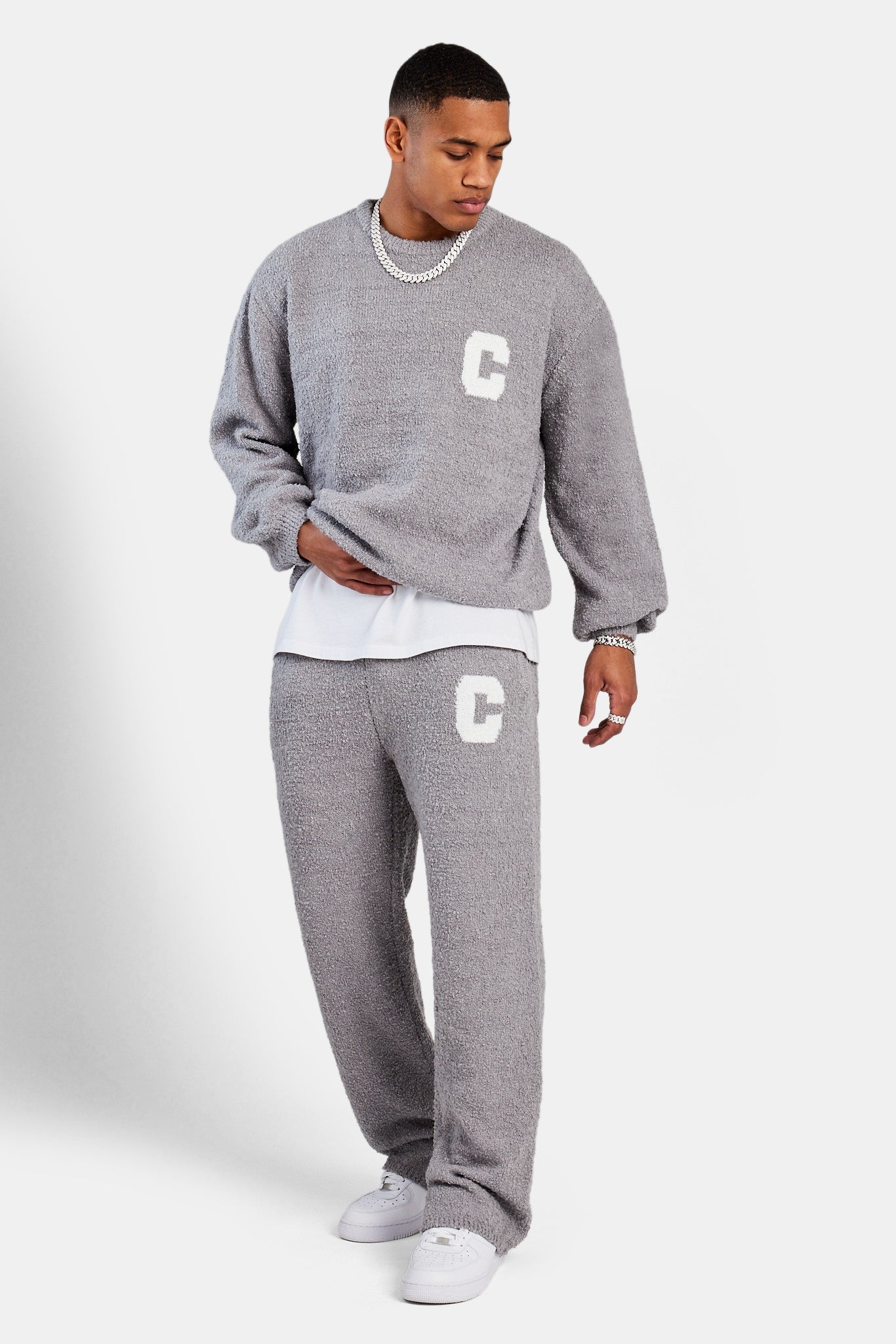 Textured Knitted Sweat Tracksuit- Grey | Mens Sets | Shop Tracksuits at CERNUCCI.COM – Cernucci US