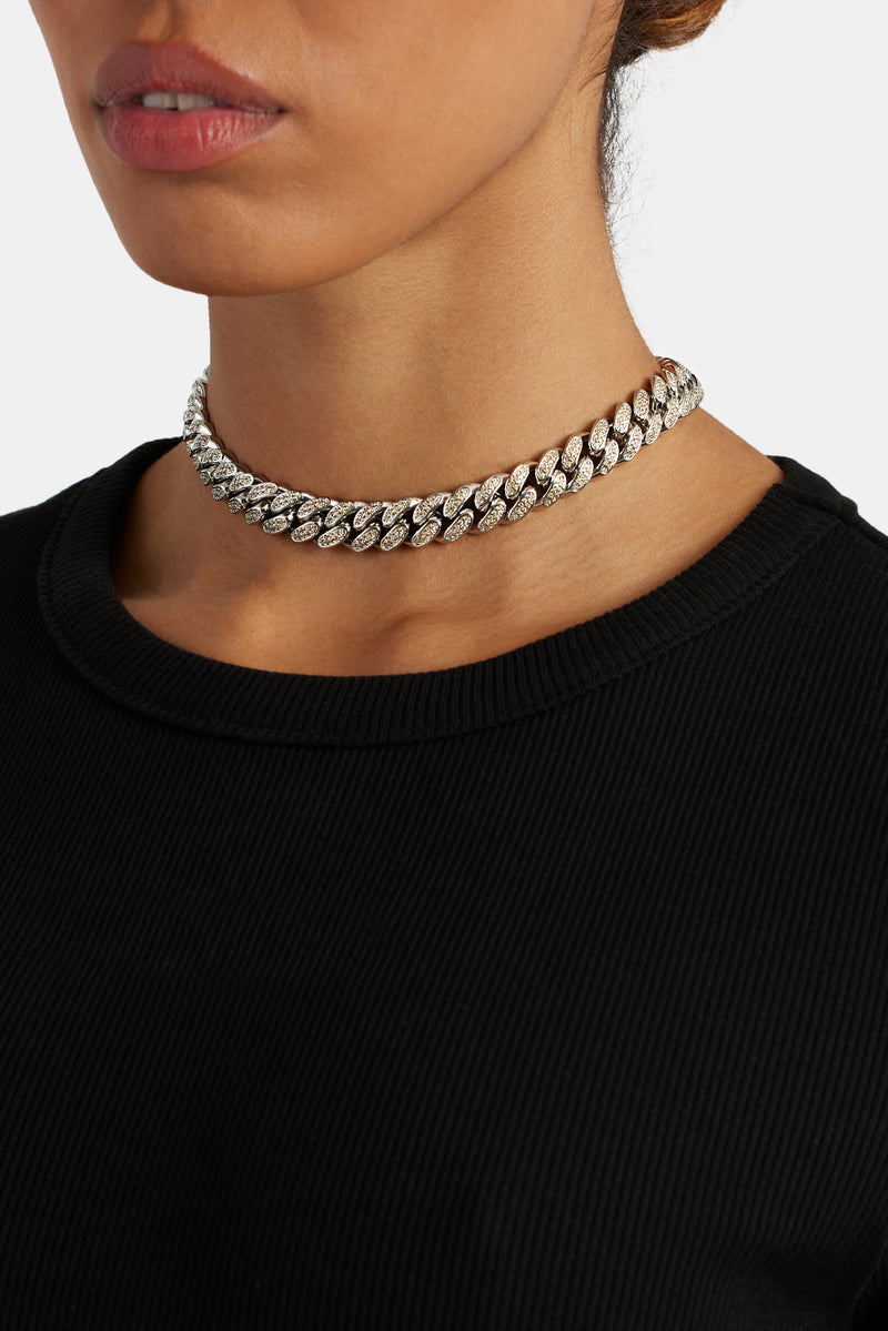12mm Yellow Iced Out Cuban Chain Choker - White | Womens Chains | Shop ...