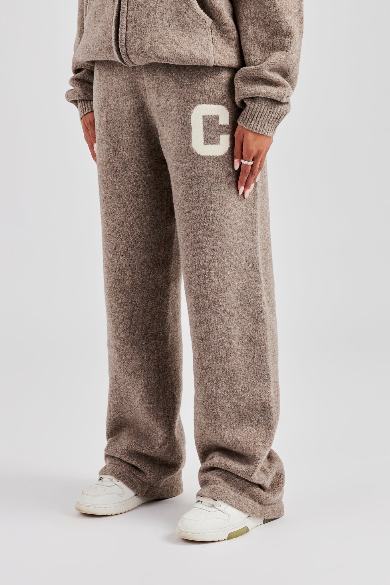 Wide Leg Knitted Jogger - Taupe | Womens Knitwear | Shop Knitwear ...