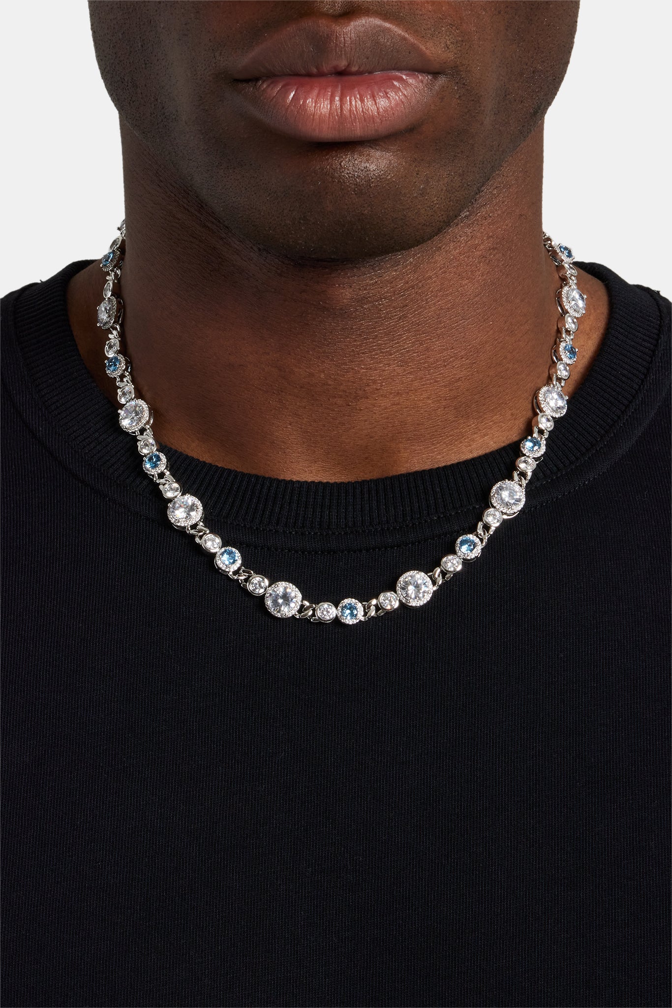 Iced Blue & Clear Stone Cuban Chain - 10mm | Mens Chains | Shop Tennis ...