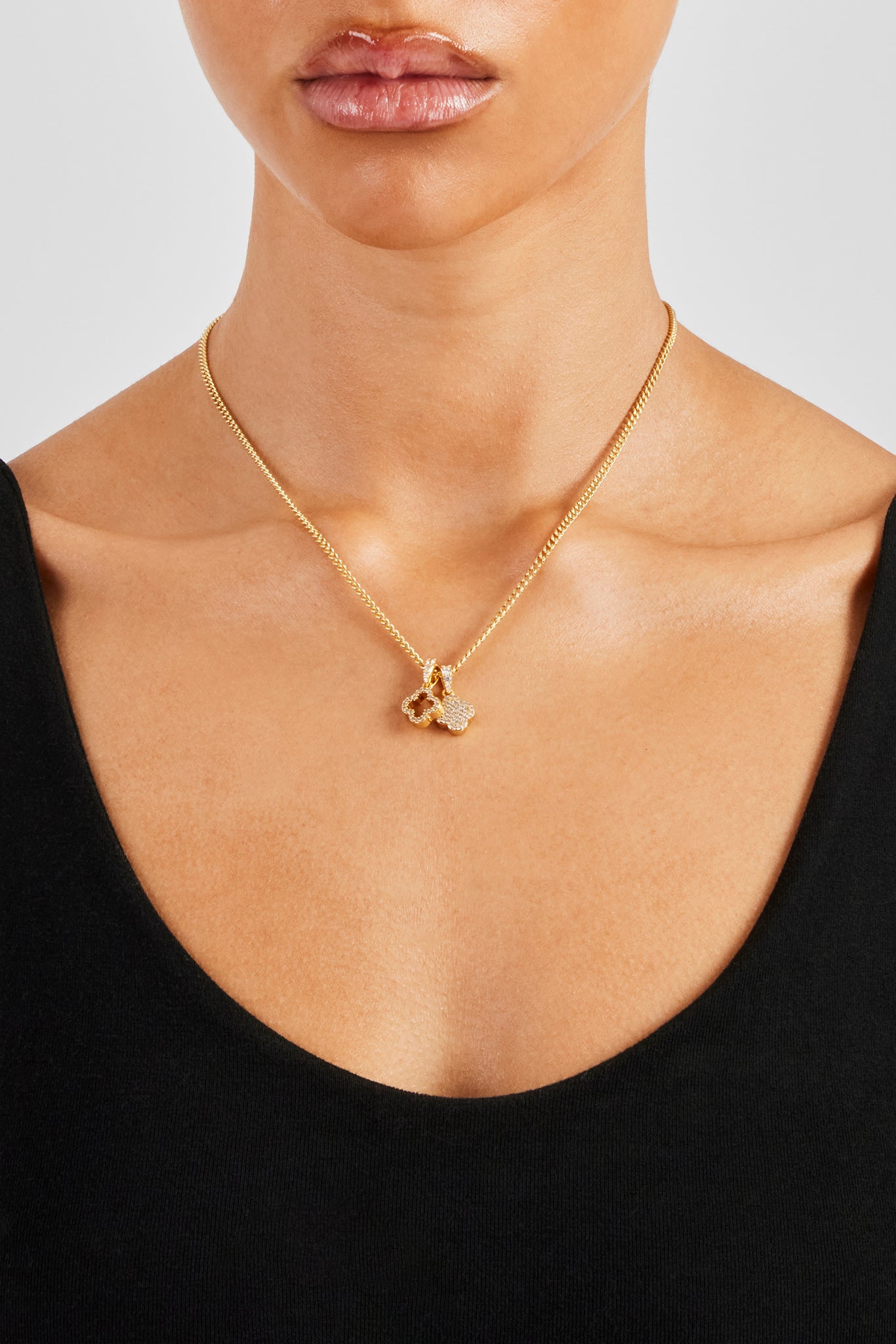 Iced Double Motif Cuban Necklace - 10mm - Gold | Womens Necklaces ...