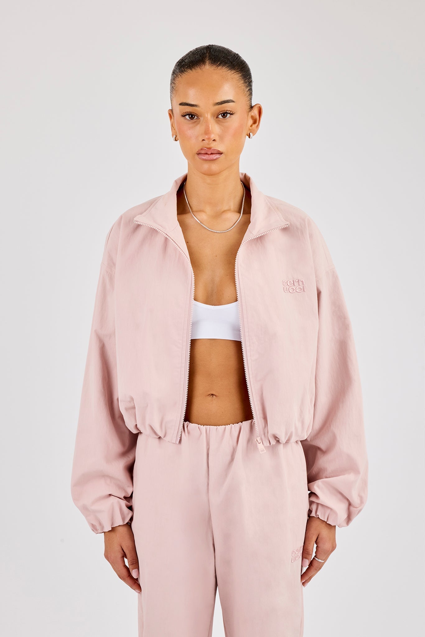 Oversized Nylon Track Jacket - Light Pink | Womens Outerwear | Shop ...