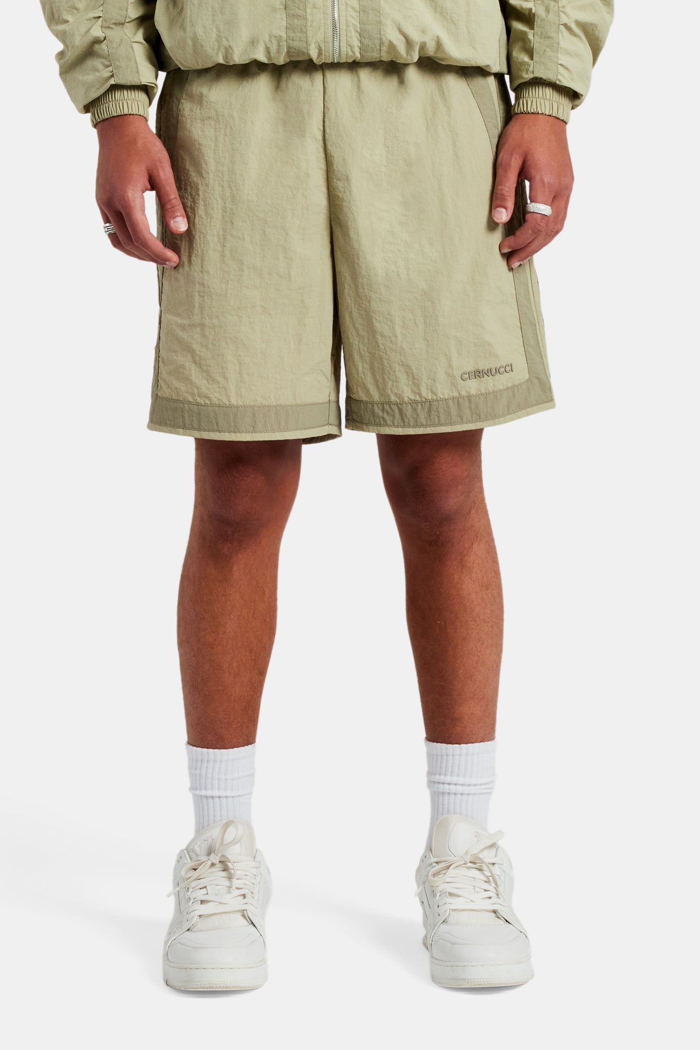 Nylon Colour Block Regular Short - Light Khaki | Mens Shorts | Shop ...