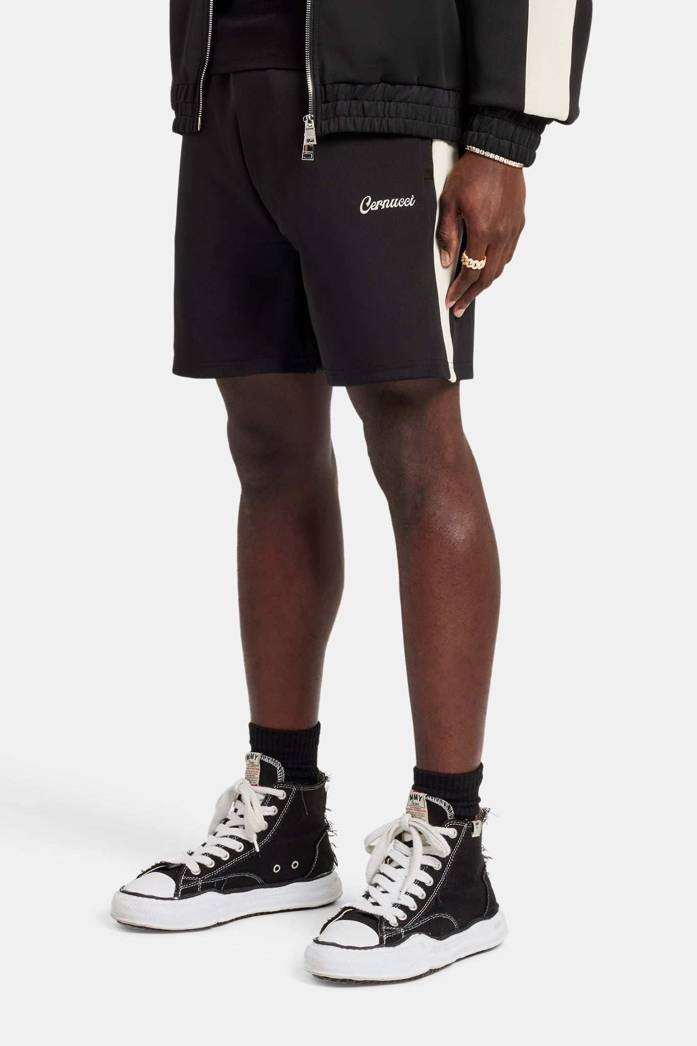 Contrast Panel Shorts - Black | Mens Shorts | Shop Plain Shorts at ...