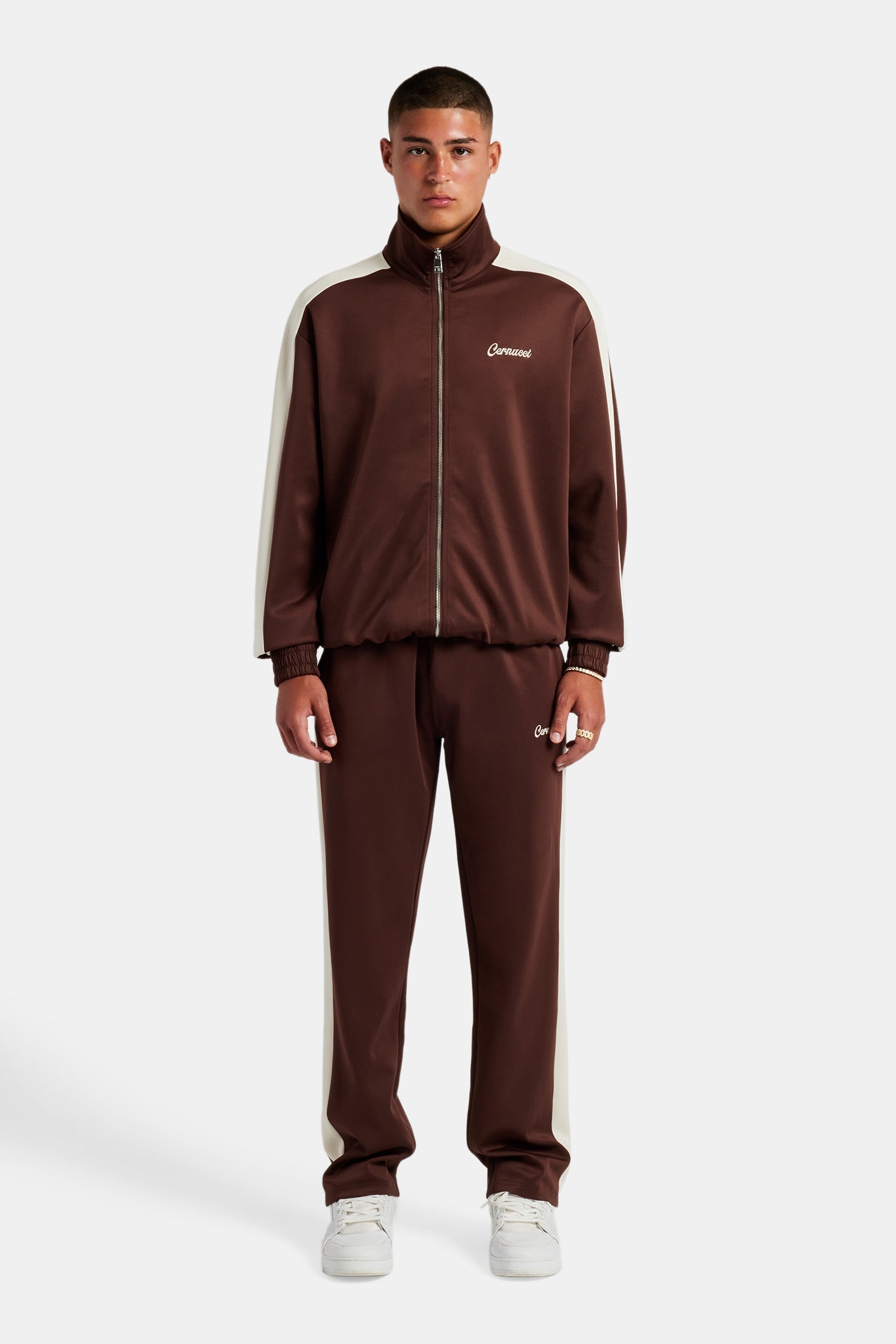 Contrast Panel Tracksuit - Chocolate | Mens Sets | Shop Tracksuits at ...