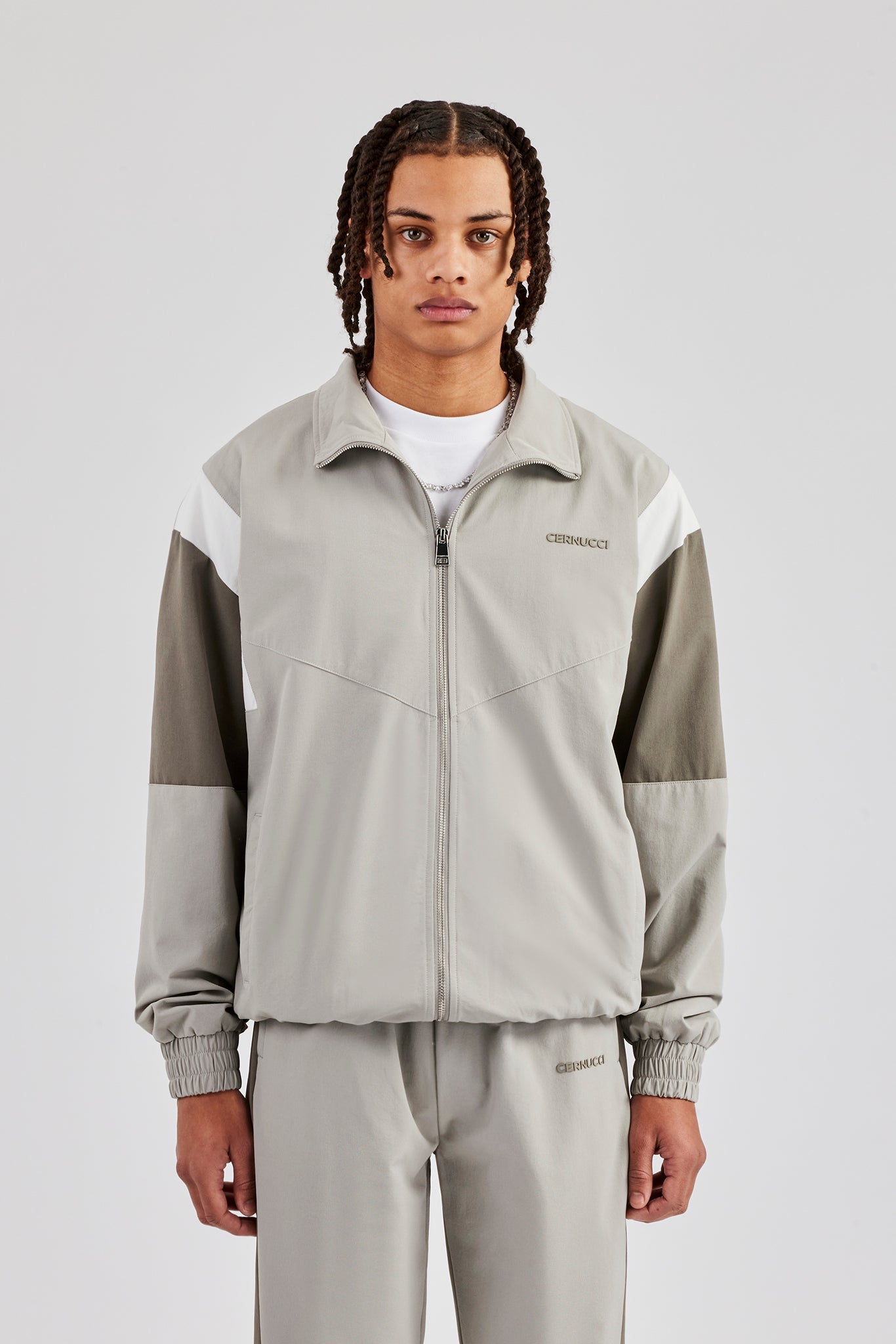 Nylon Colour Block Zip Through Jacket - Grey | Mens Outerwear | Shop ...