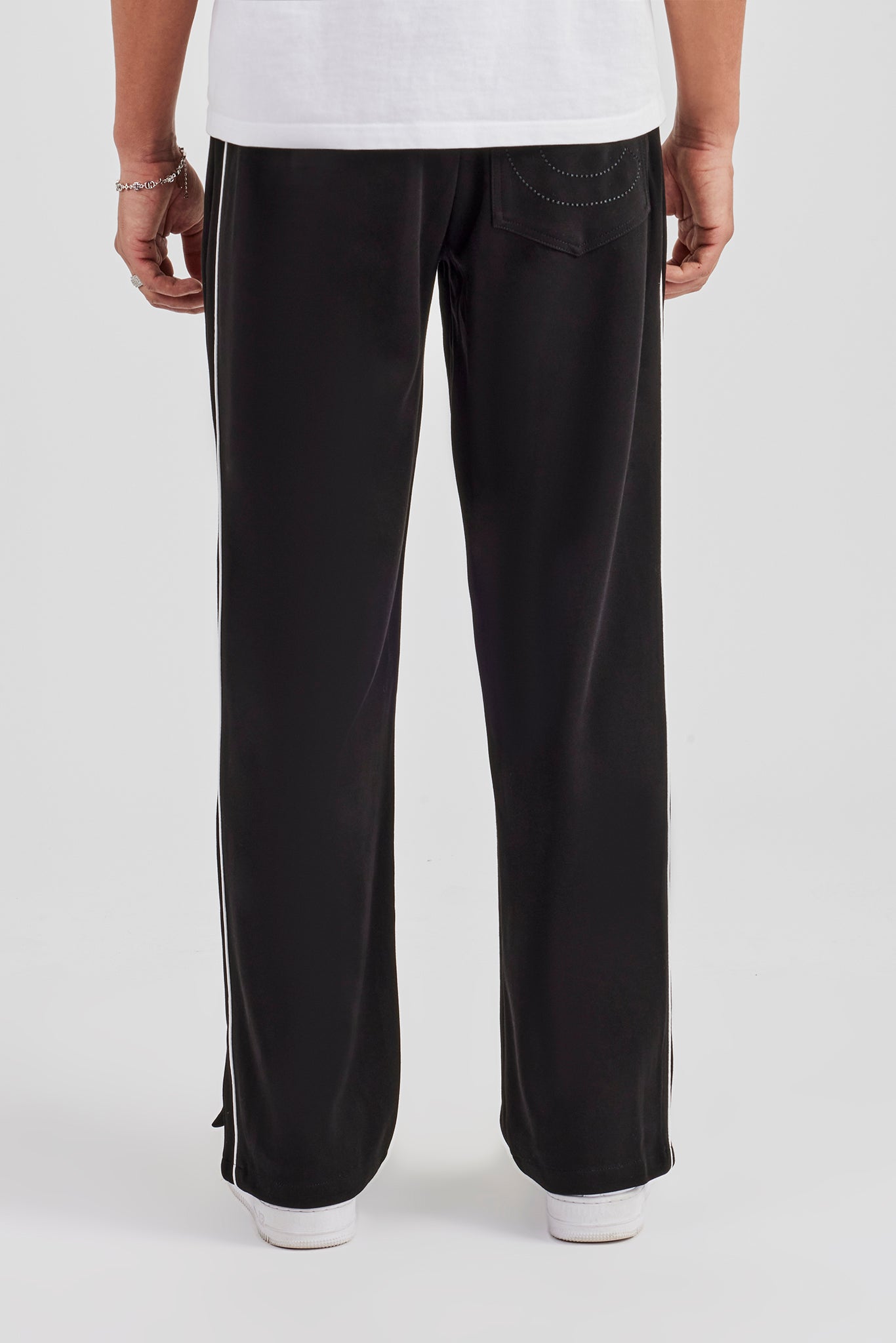 Piping Split Hem Trouser - Black | Mens Bottoms | Shop Trousers at ...