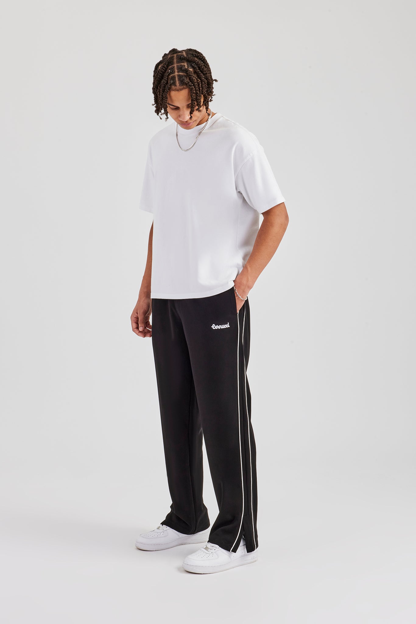 Piping Split Hem Trouser - Black | Mens Bottoms | Shop Trousers at ...
