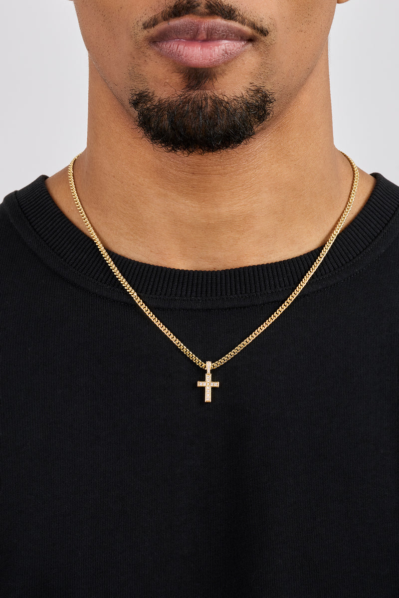 Iced Drop Cross Cuban Chain - 5mm - Gold | Mens Chains | Shop Motif ...