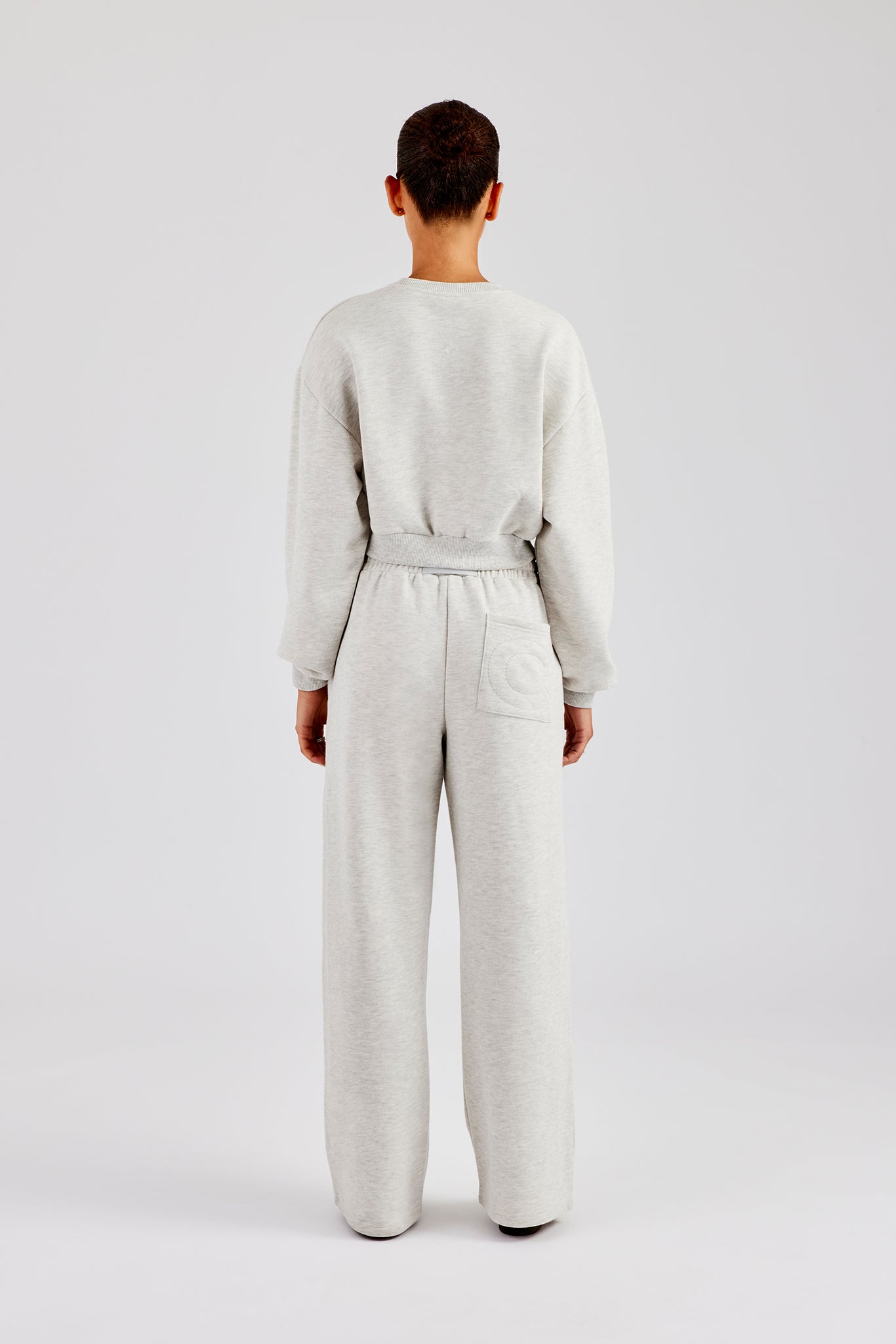 Glitter Applique Oversized Sweatshirt Tracksuit - Grey Marl | Womens ...