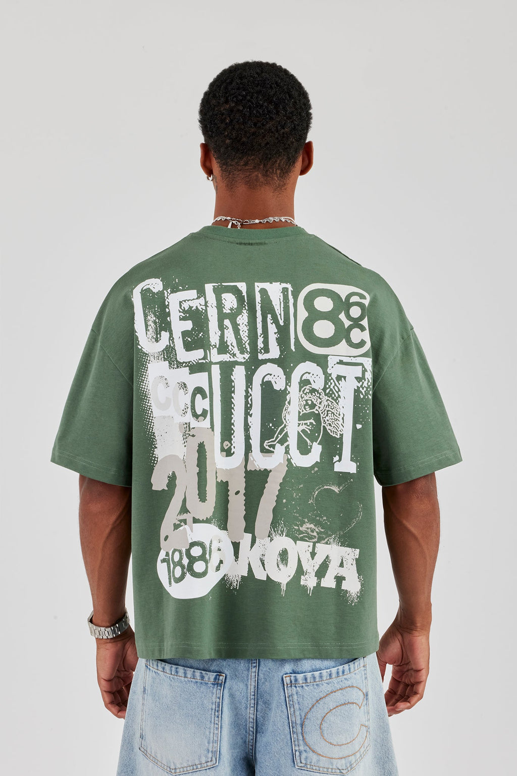 CCC Back Print Boxy T-Shirt - Forest Green | Mens Tees & Vests | Shop T ...