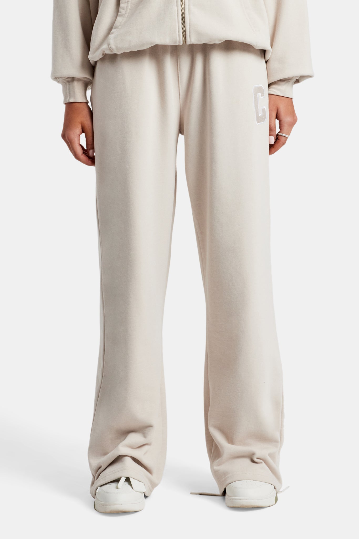 C Embroidered Jogger - Stone | Womens Joggers | Shop Plain Joggers at ...