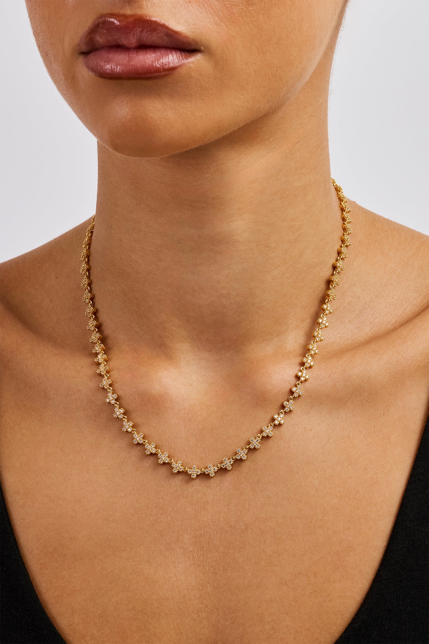 Iced Connecting Motif Chain - 5mm - Gold | Womens Chains | Shop Motif ...