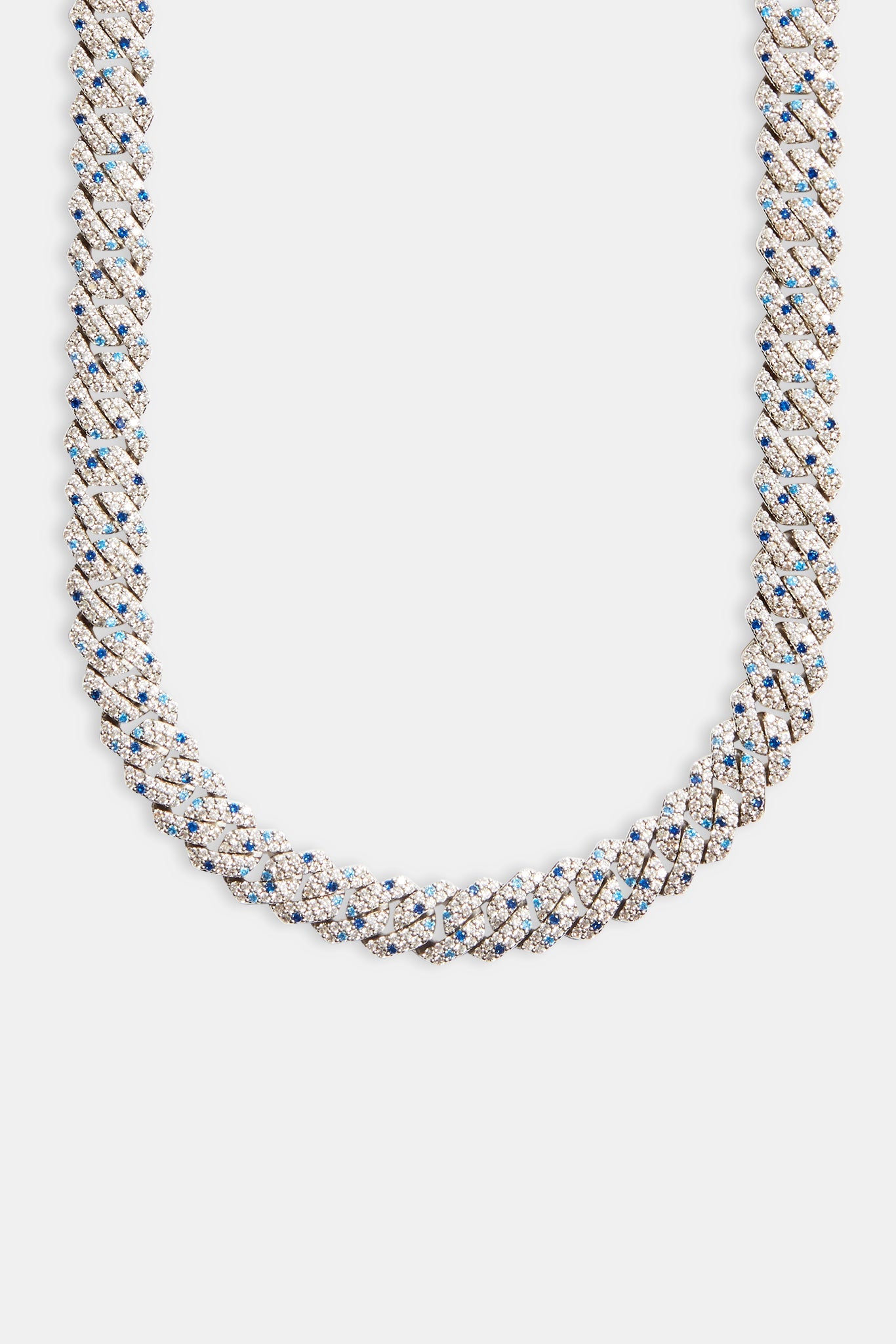 14mm Iced Clear & Blue Prong Cuban Chain | Mens Chains | Shop Prong ...