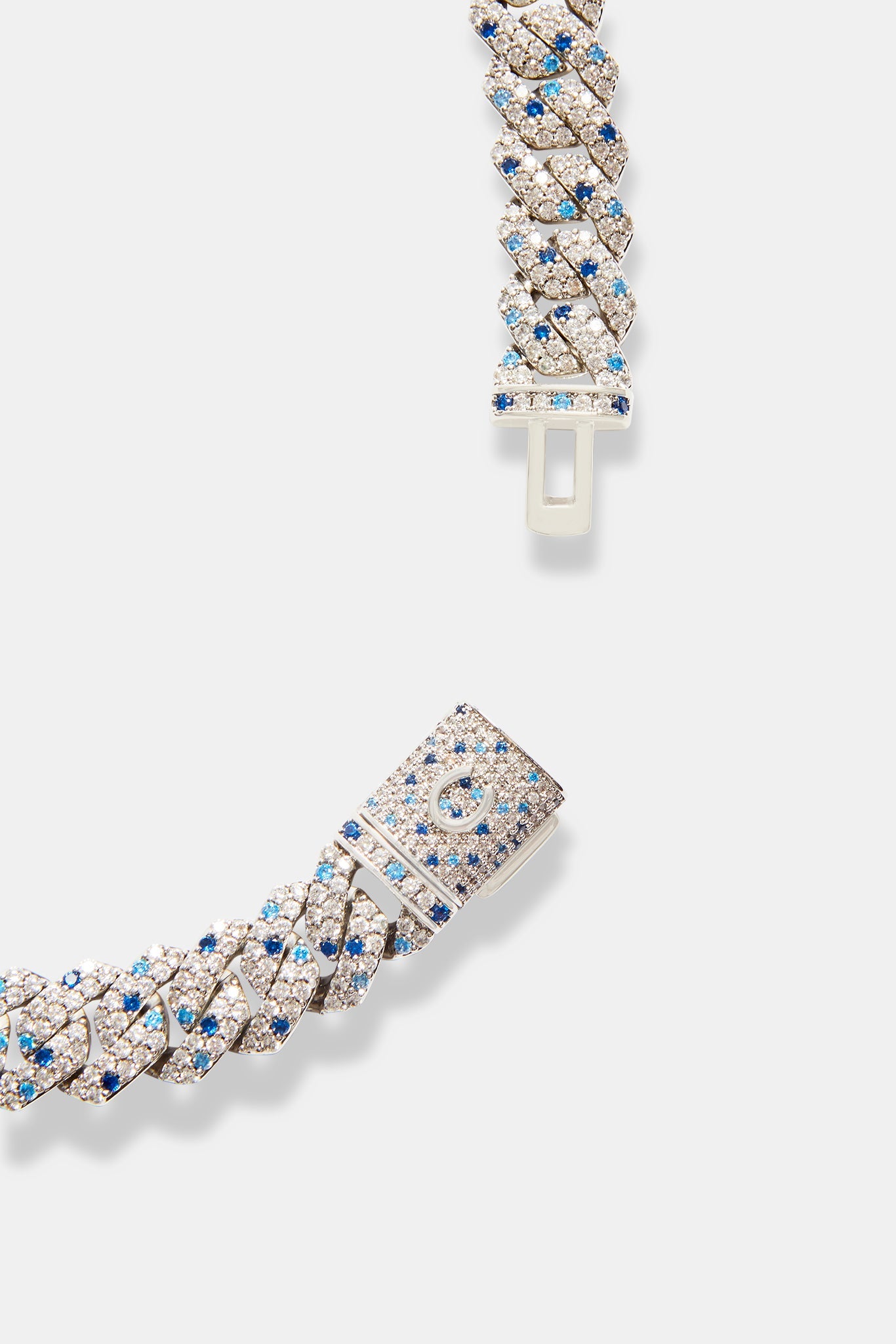 14mm Iced Clear & Blue Prong Cuban Chain | Mens Chains | Shop Prong ...
