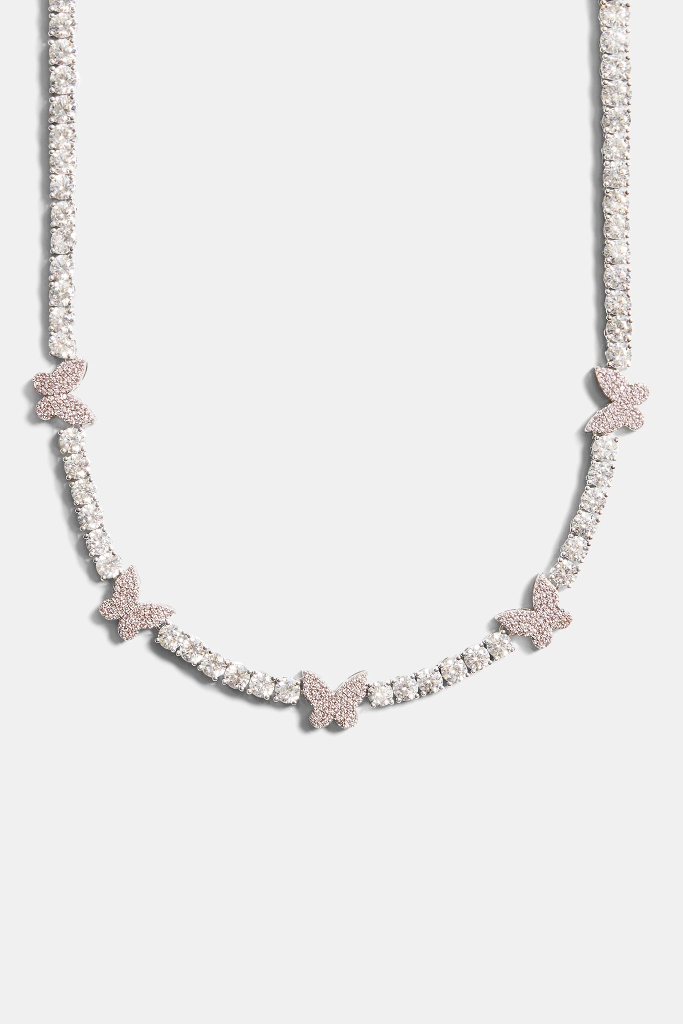5mm Iced Pink Cz Butterfly Tennis Necklace | Womens Chains | Shop ...