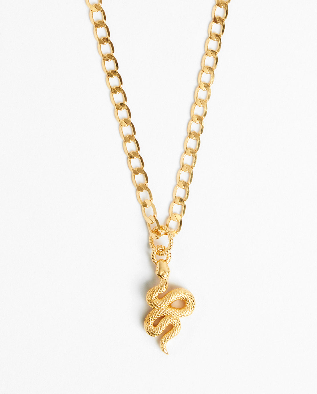 Curb Chain Snake Pendant Necklace - Gold – Cernucci US