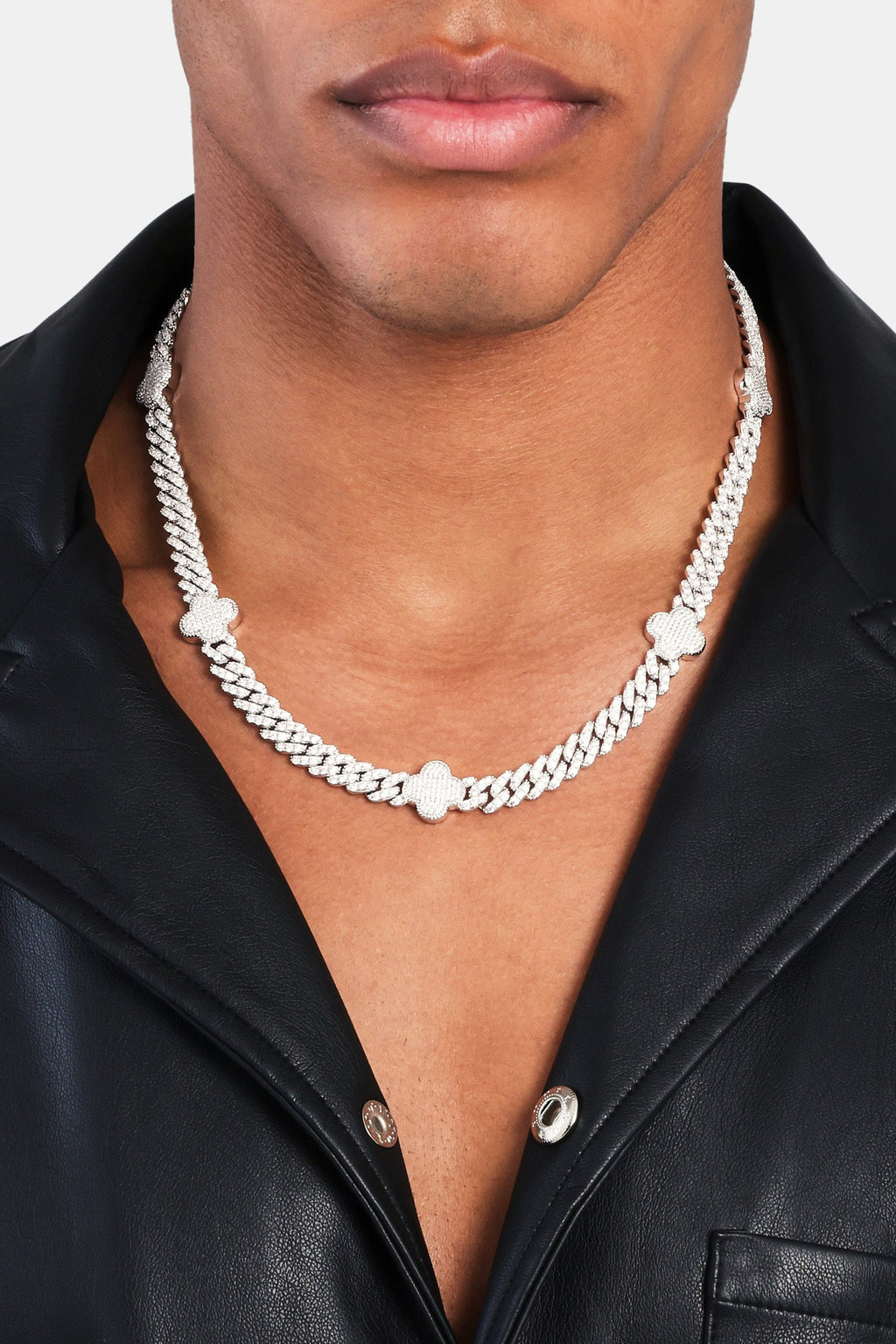 Iced Motif Cuban Chain - White | Mens Chains | Shop Motif Chains at ...