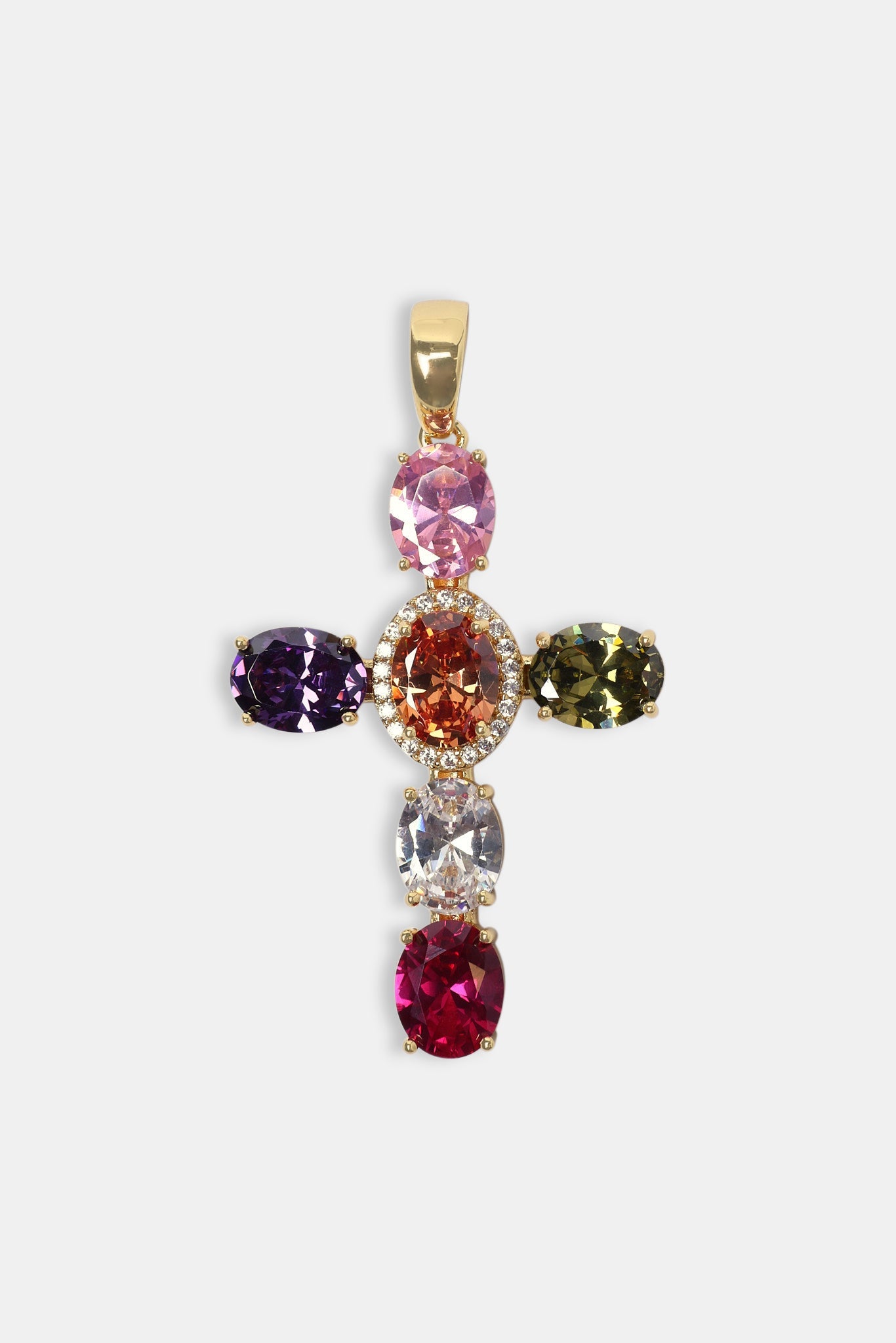 Multi Colour Gem Cross Pendant - Gold | Womens Pendants | Shop Cross ...