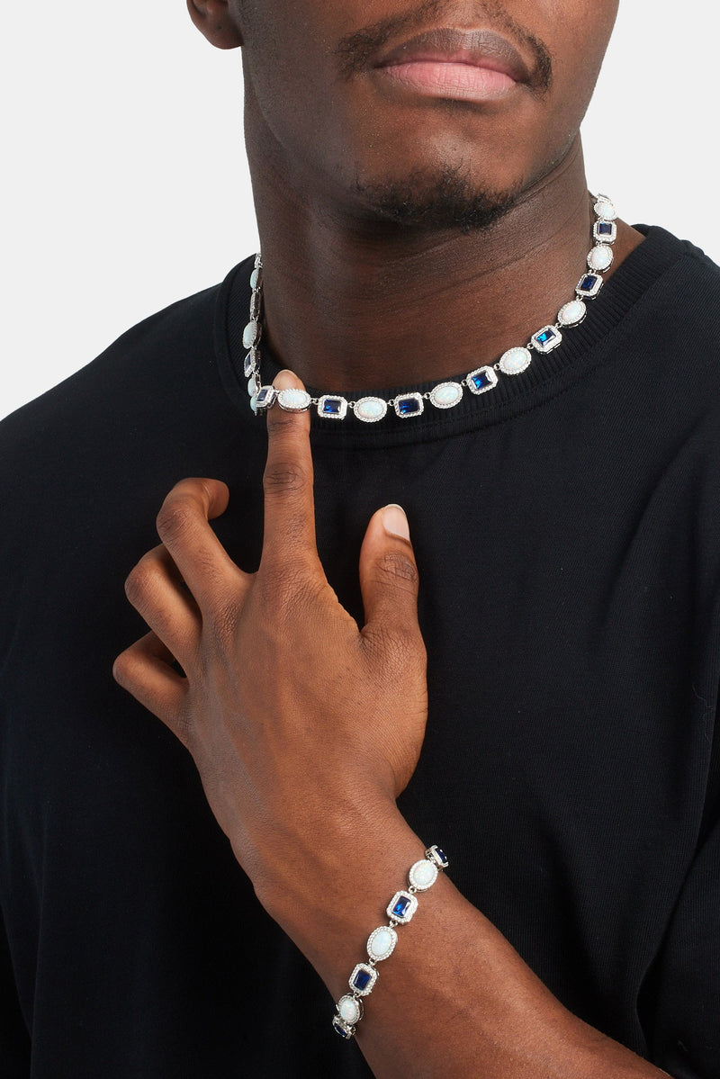 Opal & Blue Gemstone Chain + Bracelet | Mens Bundles | Shop Bracelet ...