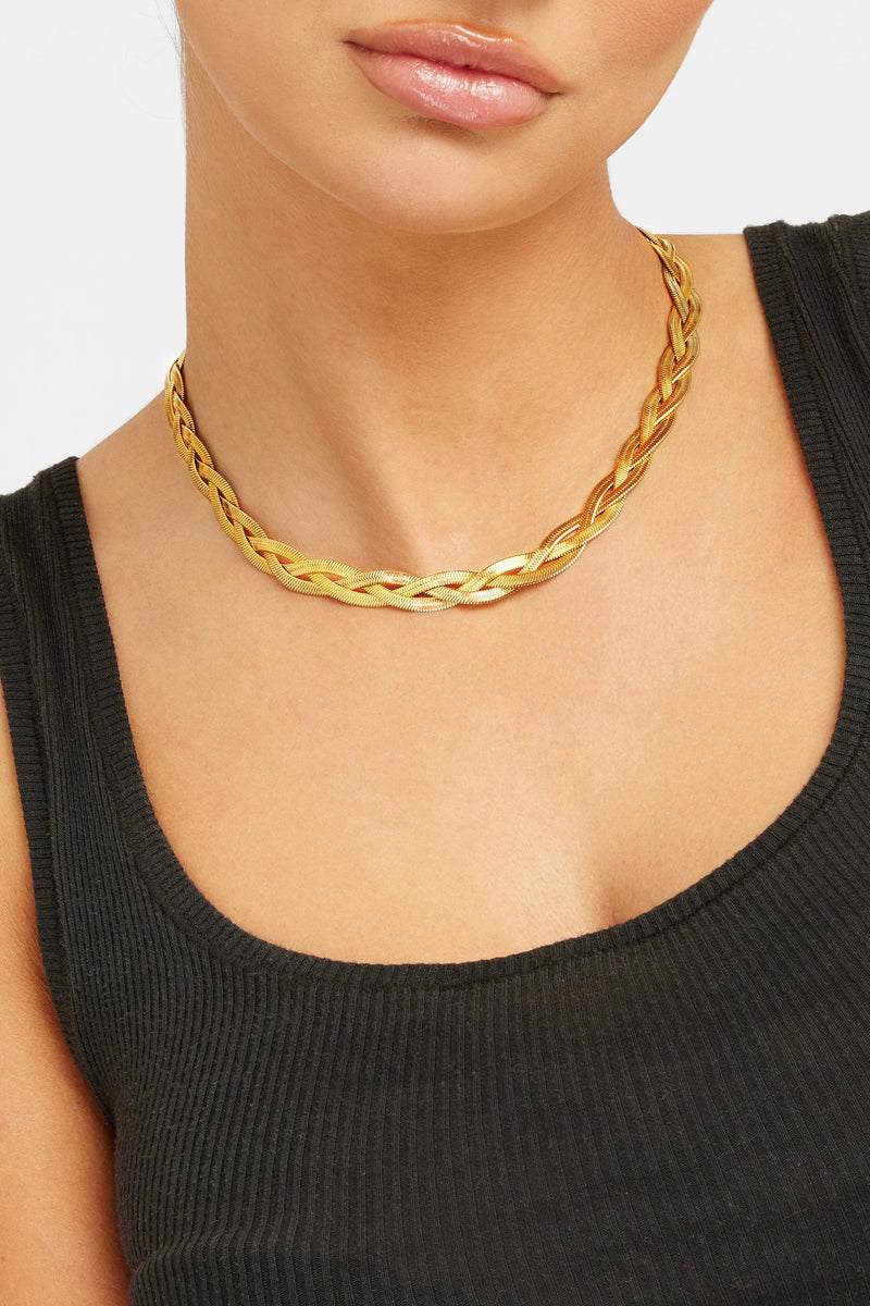 8mm Flat Plait Snake Chain - Gold – Cernucci US