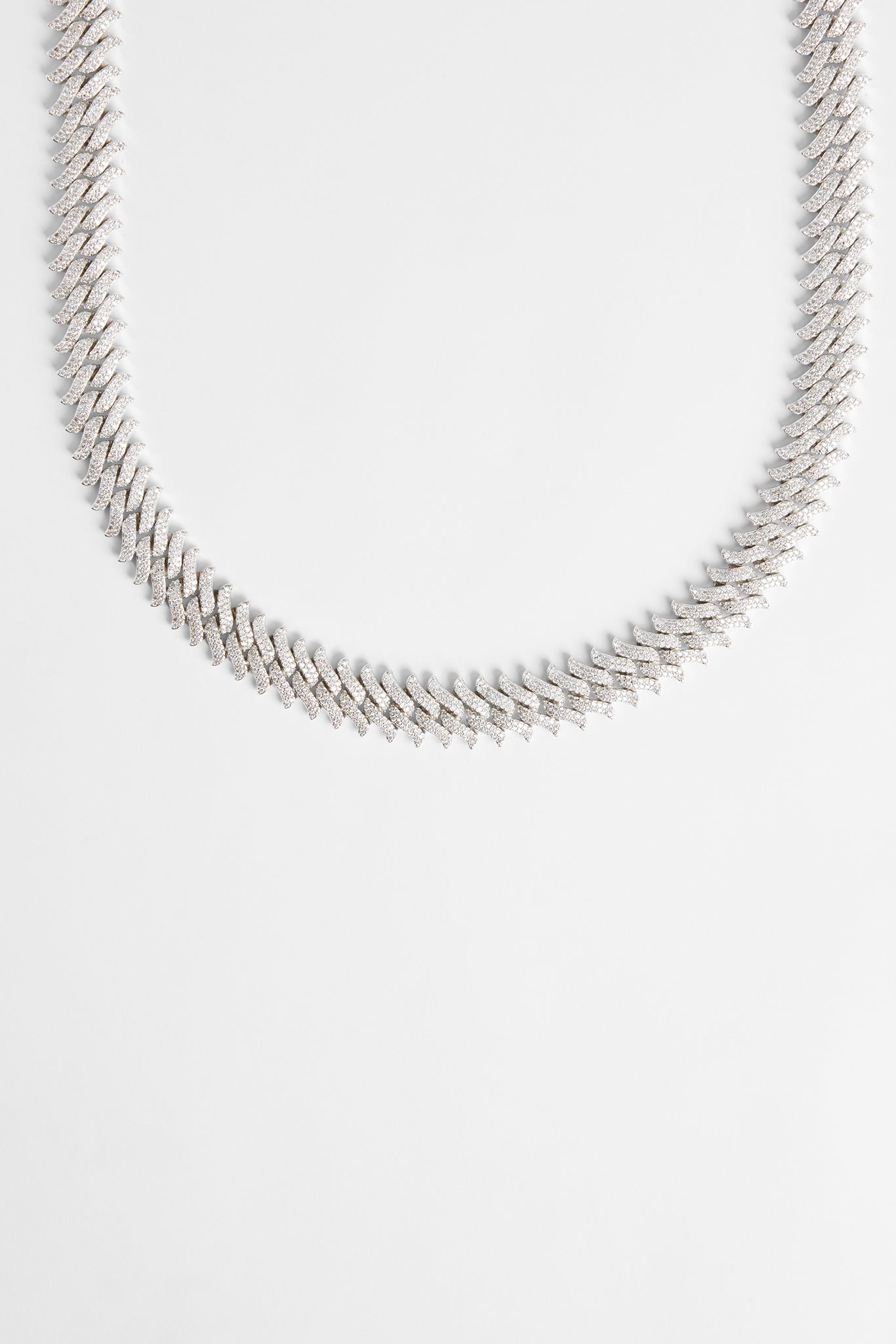 Iced Micro Pave Spike Chain - White Gold – Cernucci US