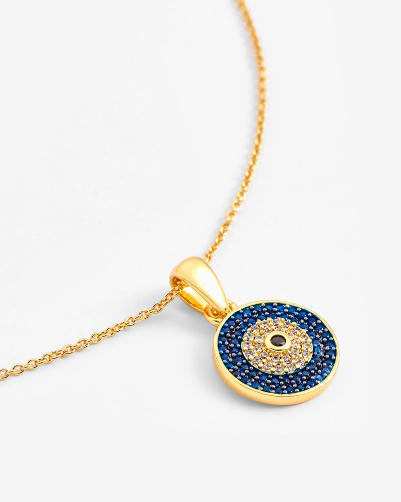 Iced Evil Eye Motif Necklace - Gold – Cernucci US