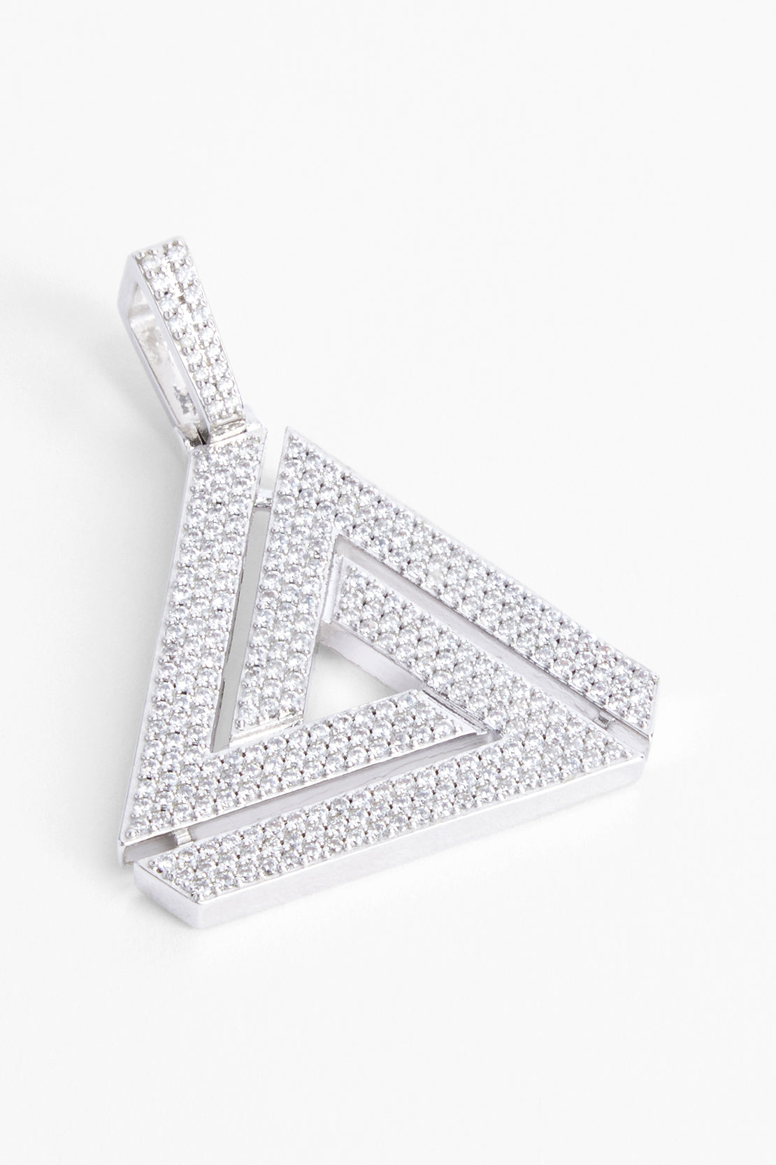 Iced Penrose Triangle Pendant - White Gold – Cernucci US