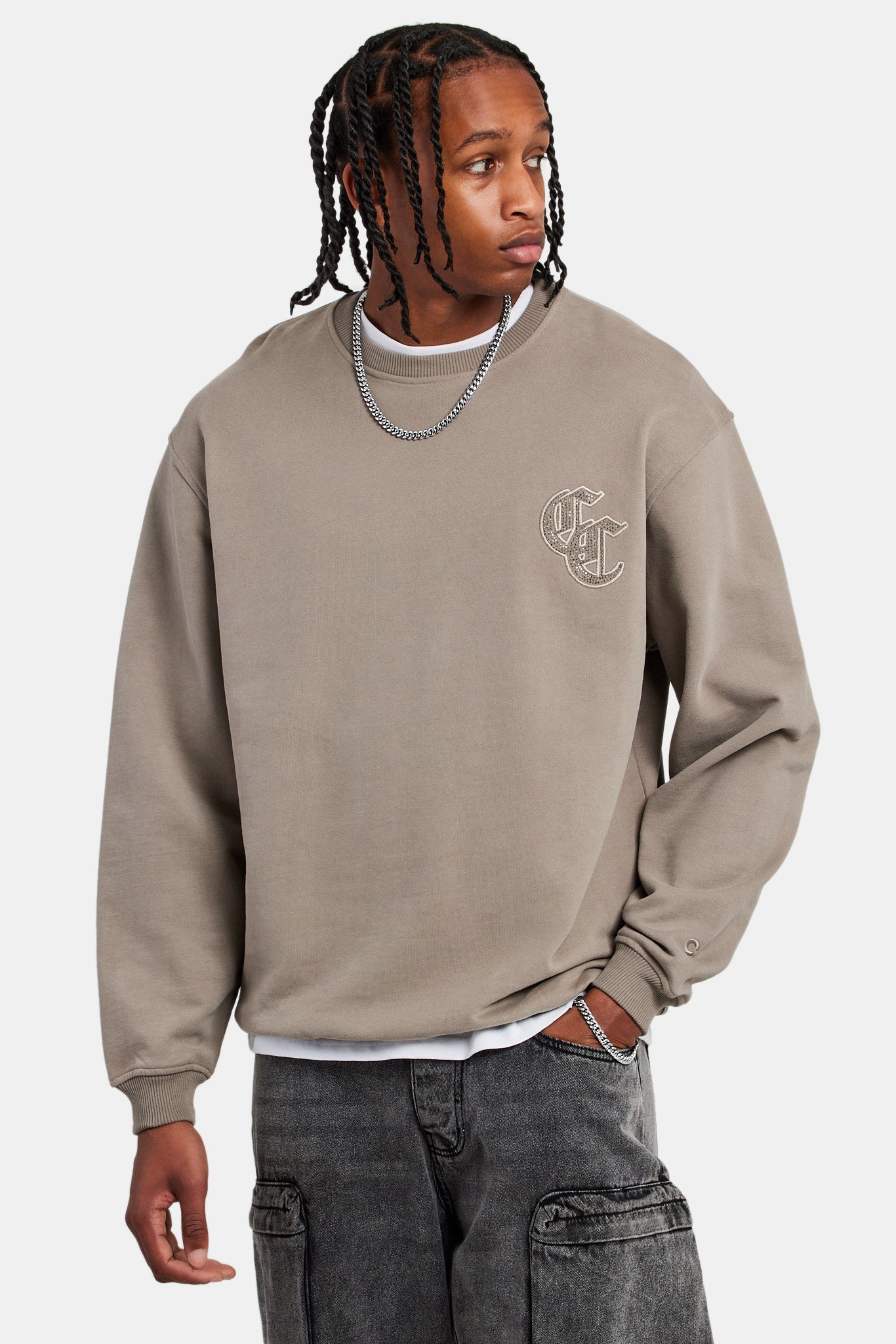 Gothic C Diamante Sweatshirt - Brown | Mens Hoodies & Sweats | Shop ...