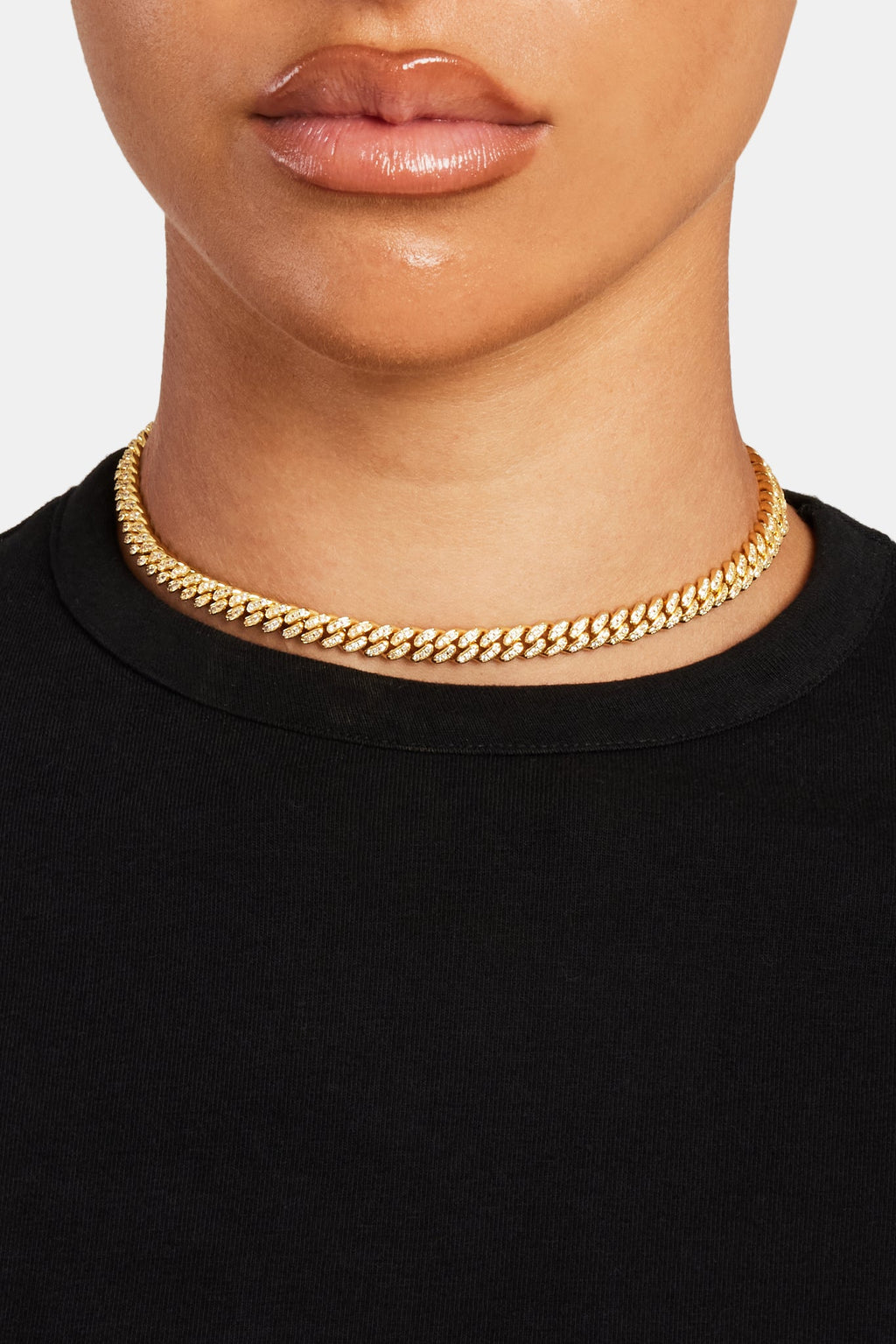 6mm Gold Plated Iced Cuban Chain Choker | Womens Chains | Shop Chokers ...